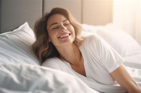 Premium Photo Beautiful Woman On Bed In The Morning Generative Ai