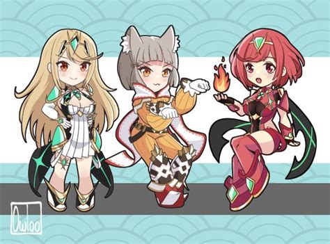 Pyra Mythra And Nia Xenoblade Chronicles And More Drawn By Owloo Art Danbooru