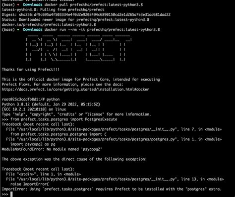 The Latest Docker Image Is Missing Postgres Extra In The Image Prefecthqprefectlatest