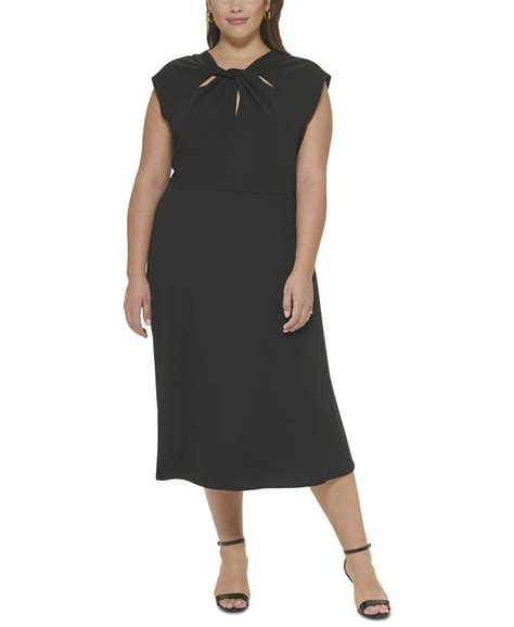 Dkny Plus Size Short Sleeve Twist Front Scuba Crepe Dress Macys
