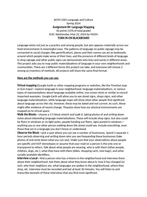Anth 3301 Language Mapping Assignmentspring 2024 Pdf