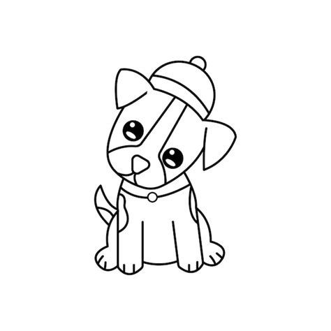 Cão cartoon modelo de ilustração vetorial para livro de colorir aula de desenho para crianças