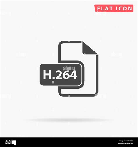 H264 Video File Extension Simple Flat Black Symbol With Shadow On White Background Vector