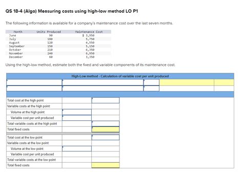 solved qs 18 4 algo ﻿measuring costs using high low method