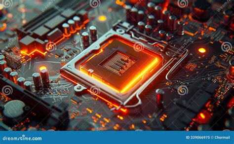 Cpu Central Processing Unit Board Microchip Visualization Computer Electronic Technology Stock