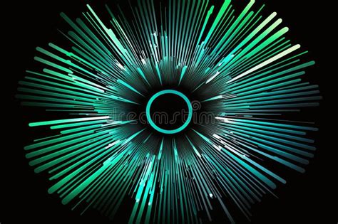 Abstract Explosion Lines Equalizer Pattern Circle Shape In Blue Green