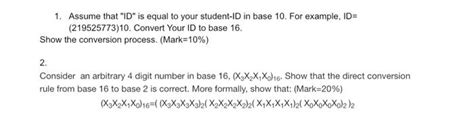 Solved 1 Assume That ID Is Equal To Your Babe ID In Chegg Com