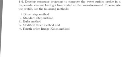 solved 190 6 computation of gradually varied flow ト5m 5 m o
