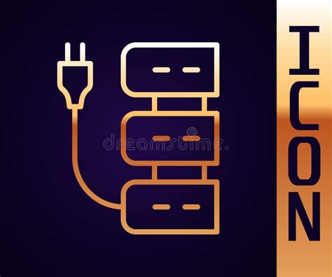 Gold Line Server Icon Isolated On Black Background Adjusting App Service Concept Setting