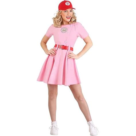A League Of Their Own Dottie Hinson Costume Pink Dress Hat Socks Set