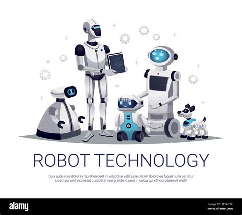 next generation robots future technology flat composition with humanoid
