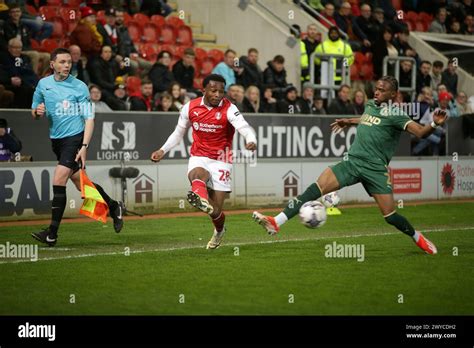 Rotherham Uniteds Seb Revan Against Plymouth Argyle Bali Mumba During The Sky Bet Championship