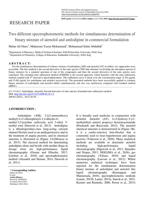 Pdf Two Different Spectrophotometric Methods For Simultaneous Determination Of Binary Mixture