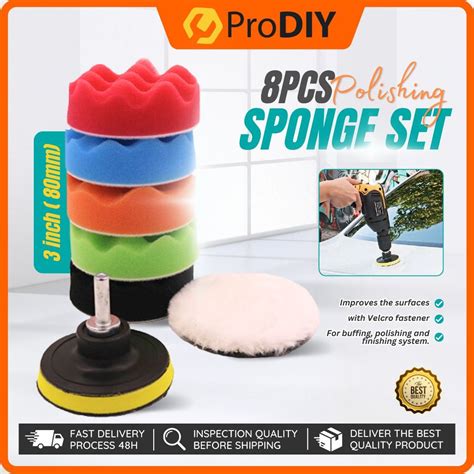 Polishing Sponge 8pcs 1 Set Waxing Pad Cleaning Sponge 3 Inch 80mm Fine