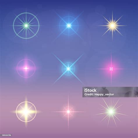 발광 효과의 창조적인 개념 벡터 세트 반짝 검은색에 고립 된 버스트를 별 그림 서식 파일 예술 디자인 크리스마스 배너 축 하 매직 플래시 에너지 레이 Led 조명에 대한