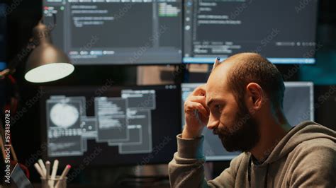Thoughtful It Engineer Brainstorming Ideas In Office Programming