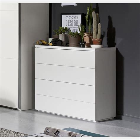Cassettiera Con 4 Cassetti In Finitura Bianco Laccato