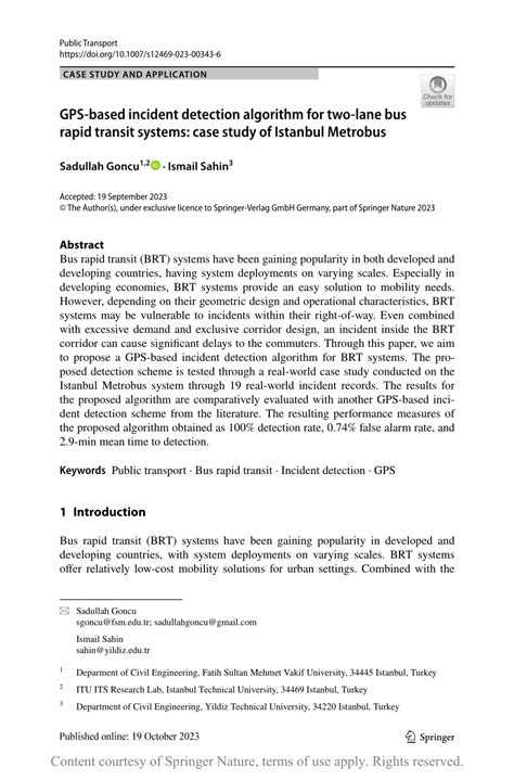 Gps Based Incident Detection Algorithm For Two Lane Bus Rapid Transit