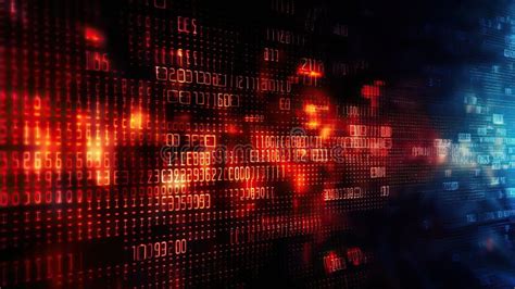 Abstract Binary Code Elements On A Dark Screen Illustrating The Concepts Of Malware Ransomware