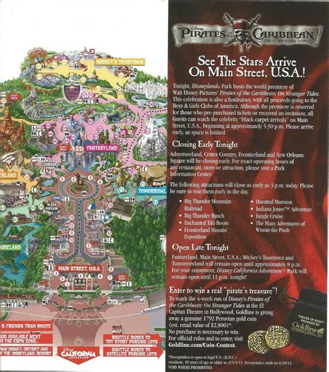 Disneyland Park Guide Map Pirates Of The Caribbean Movie Premiere May 7