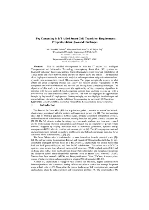 Pdf Fog Computing In Iot Aided Smart Grid Transition Requirements Prospects Status Quos And
