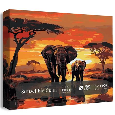 Sunset Elephant Jigsaw Puzzle 1000 Pieces Pickforu Puzzle