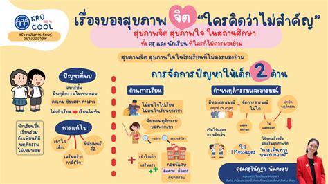 บทความ เรื่องของสุขภาพจิต “ใครคิดว่าไม่สำคัญ” สุขภาพจิต สุขภาพใจ ในสถานศึกษาทั้งครูและนักเรียน