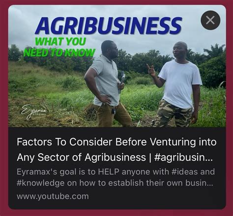 Factors To Consider Before Venturing Into Any Sector Of Agribusiness Video Link