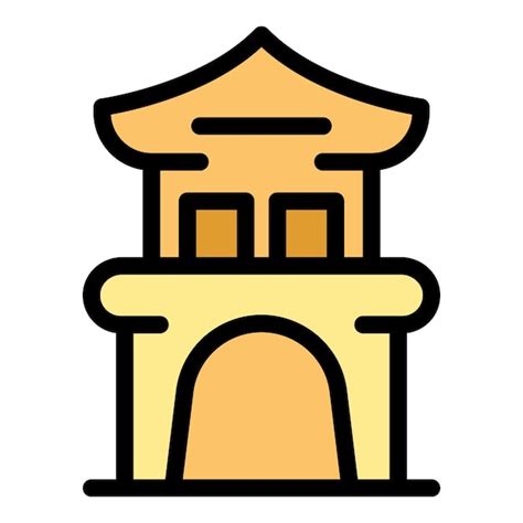 Premium Vector City House Icon Outline Vector Japan Kyoto Temple Tower Color Flat