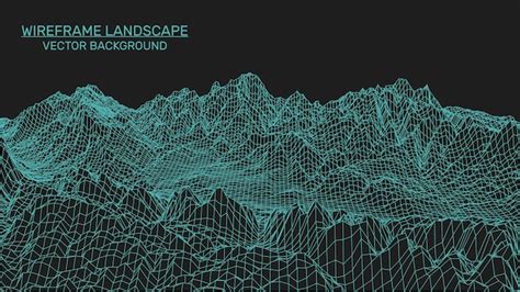 Premium Vector Abstract Landscape Background Mesh Structure Polygonal Wireframe Background