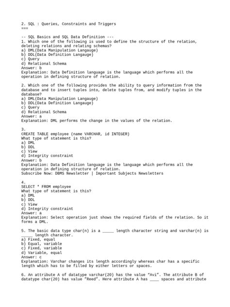 Sql Queries Constraints And Triggers Pdf Database Transaction
