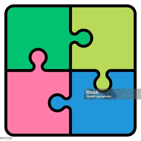 4 Colored Puzzle Pieces Icon 4 Puzzle Pieces Are Put Together Stock