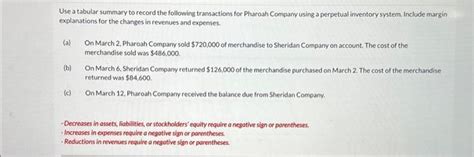 Solved Use A Tabular Summary To Record The Following