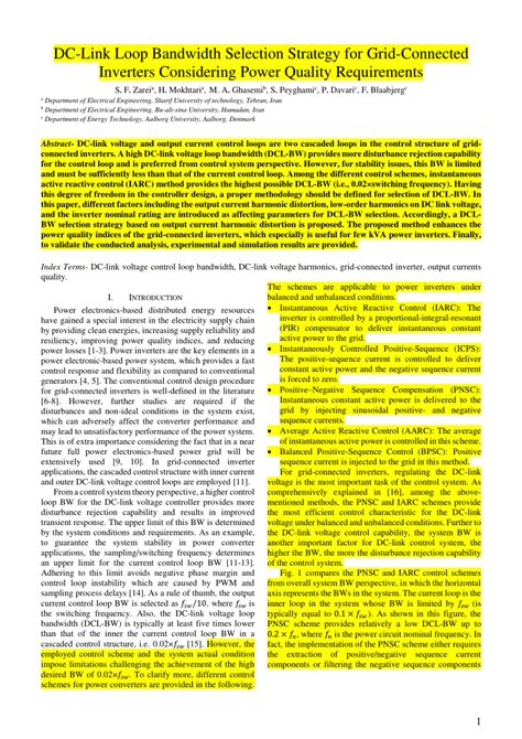 Pdf Dc Link Loop Bandwidth Selection Strategy For Grid Connected Inverters Considering Power
