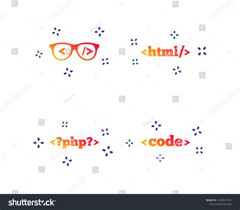 Programmer Coder Glasses Icon Html Markup Stock Vector Royalty Free