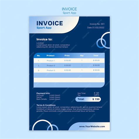 Free Psd Sport And Training Invoice Template