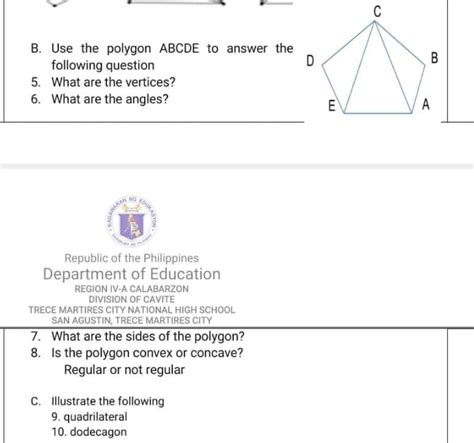 solved c b use the polygon abcde to answer the following question 5