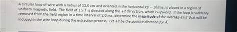 Solved A Circular Loop Of Wire With A Radius Of Cm And Chegg