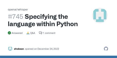 Specifying The Language Within Python · Openai Whisper · Discussion