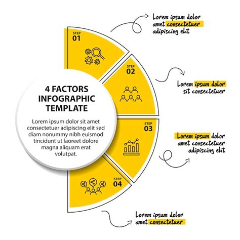 Шаблон дизайна инфографической схемы с четырьмя шагами Бесплатный вектор