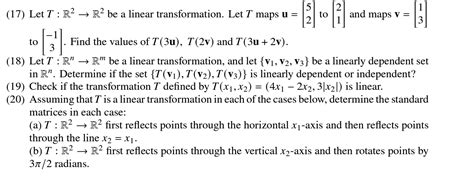 solved 17 let t r2→r2 be a linear transformation let t