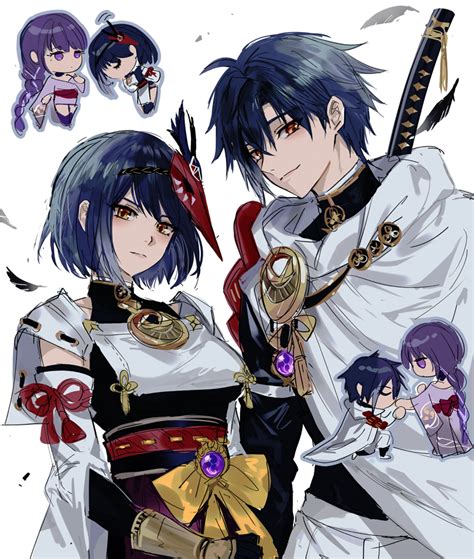 Raiden Shogun And Kujou Sara Genshin Impact Drawn By Fractalmagnolia