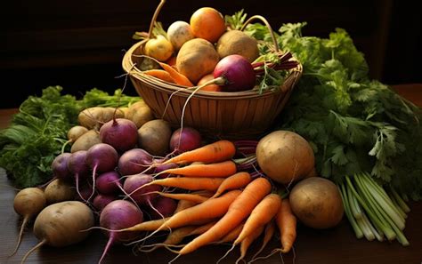 Premium Ai Image Root Vegetable Harvest Of Potatoes And Carrots