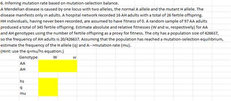 solved 6 inferring mutation rate based on