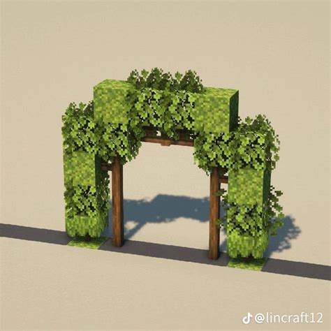 Minecraft Archway Made Of Green Plants And Wooden Posts