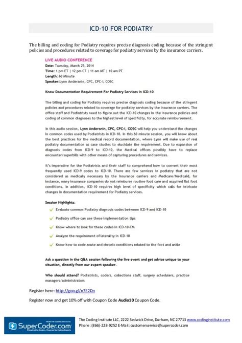 Icd 10 For Podiatry
