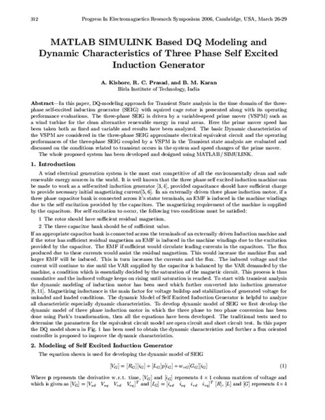 Pdf Matlab Simulink Based Dq Modeling And Dynamic Characteristics Of Three Phase Self Excited