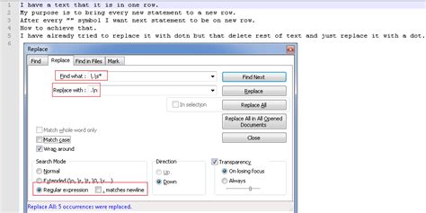 Text Notepad Add New Paragraph After Specific Symbol Stack Overflow