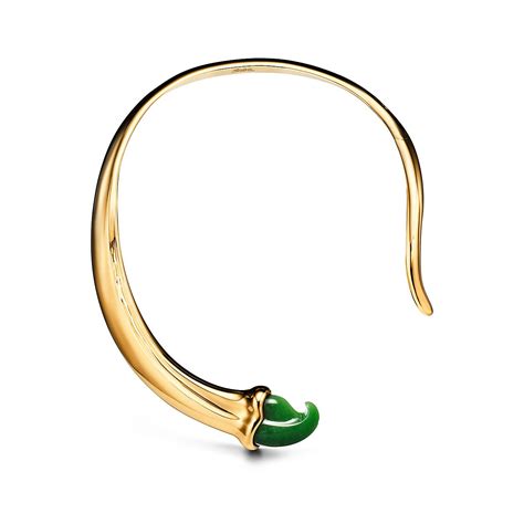 Elsa Peretti® Claw Necklace In Yellow Gold With Green Jade Large