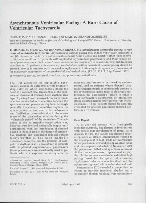Pdf Asynchronous Ventricular Pacing A Rare Cause Of Ventricular